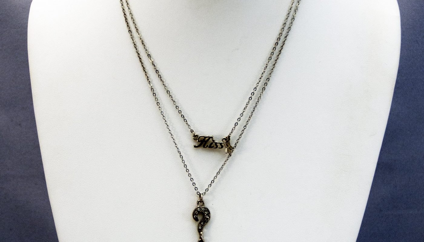 Metal Layered Chain Neckace W/ Kiss & Question Mark Pendants ...